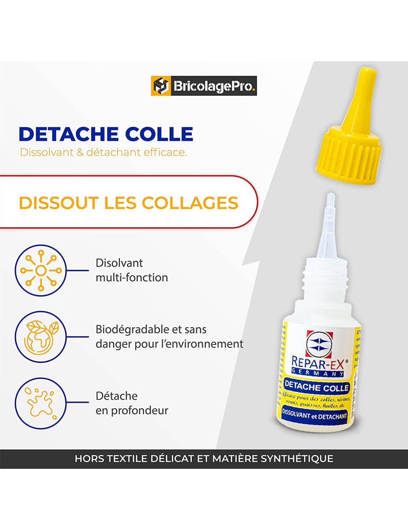 Repar-ex - Un flacon 20 g de colle Reparex et un détache colle 20 ml